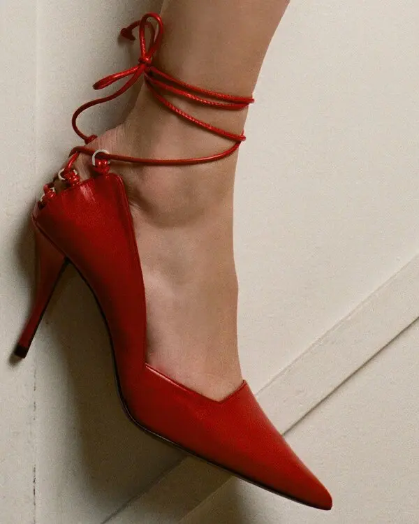 JUDE Scoop Pump Leather - Red