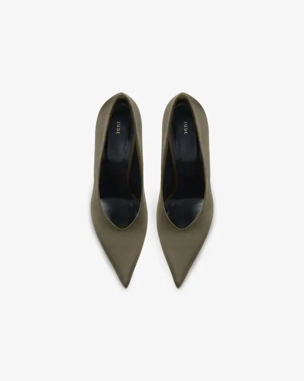 JUDE Kiss Pump Satin - Khaki