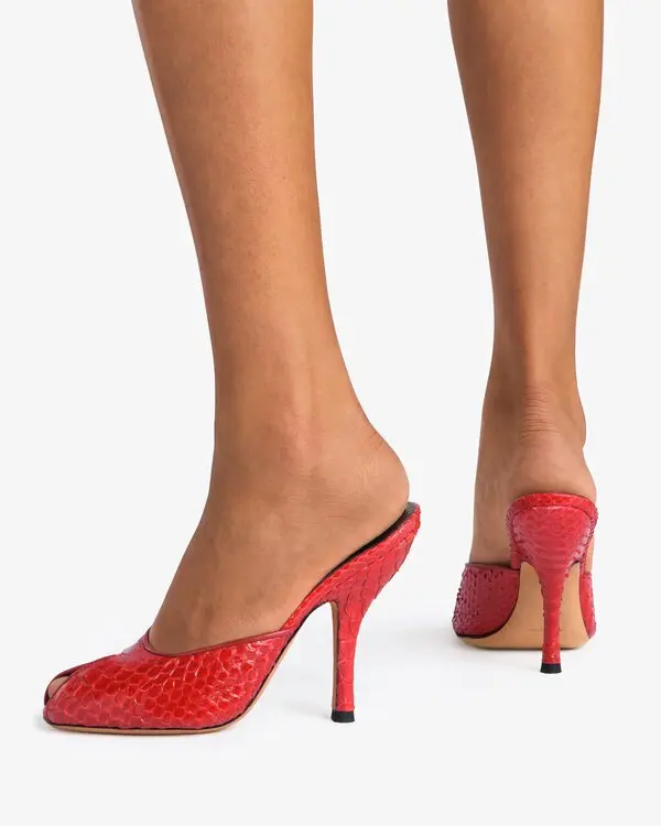 JUDE Date Mule Python Leather - Red