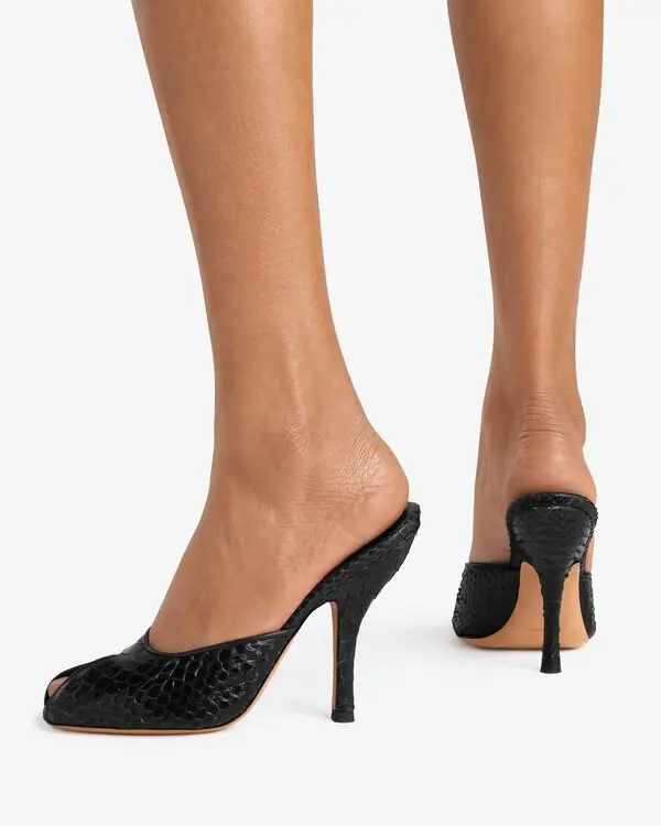 JUDE Date Mule Python Leather - Black