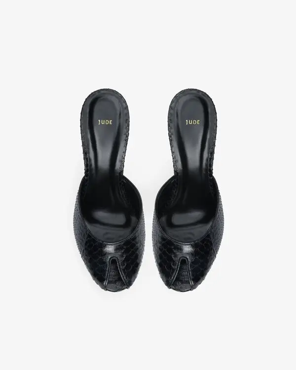 JUDE Date Mule Python Leather - Black