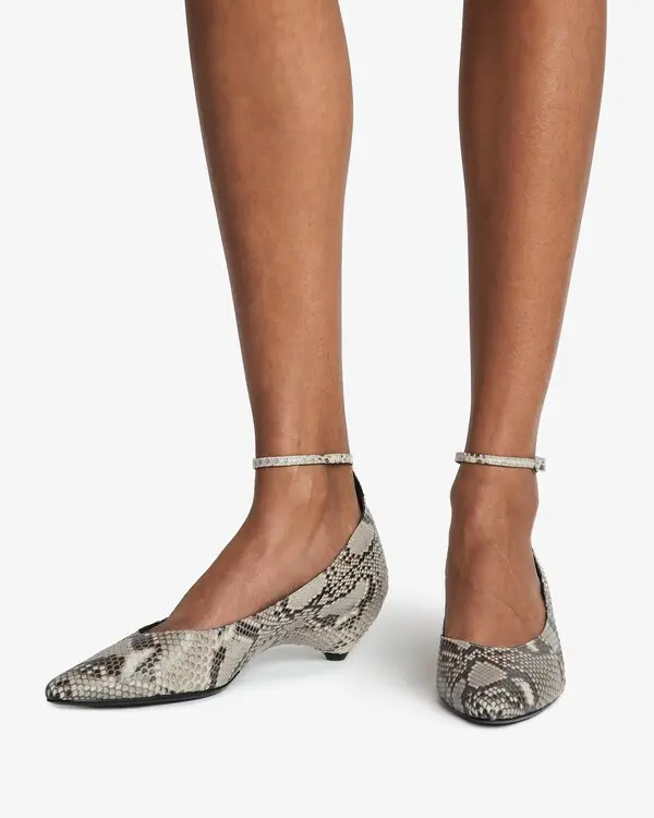 JUDE Mode Ballerina In Stone Python Leather