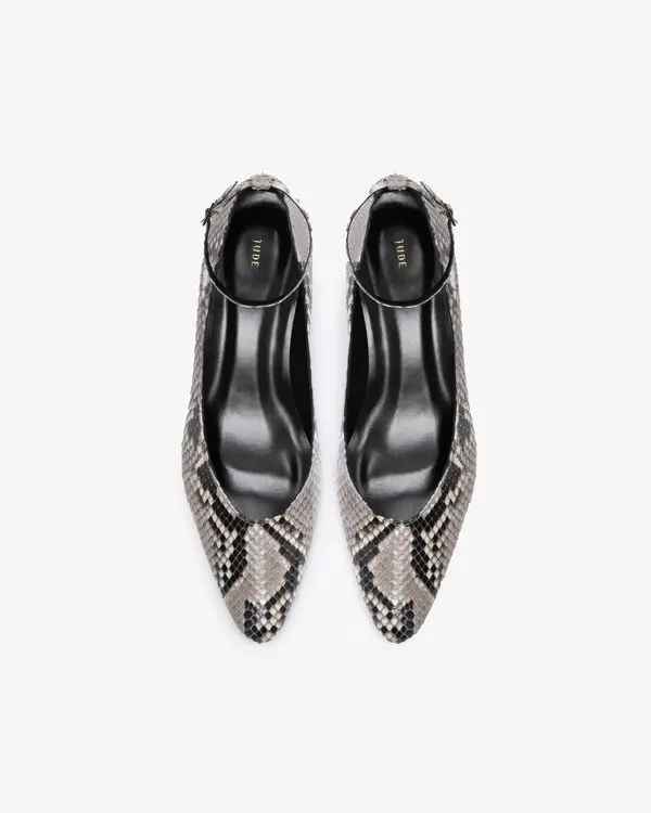 JUDE Mode Ballerina In Stone Python Leather