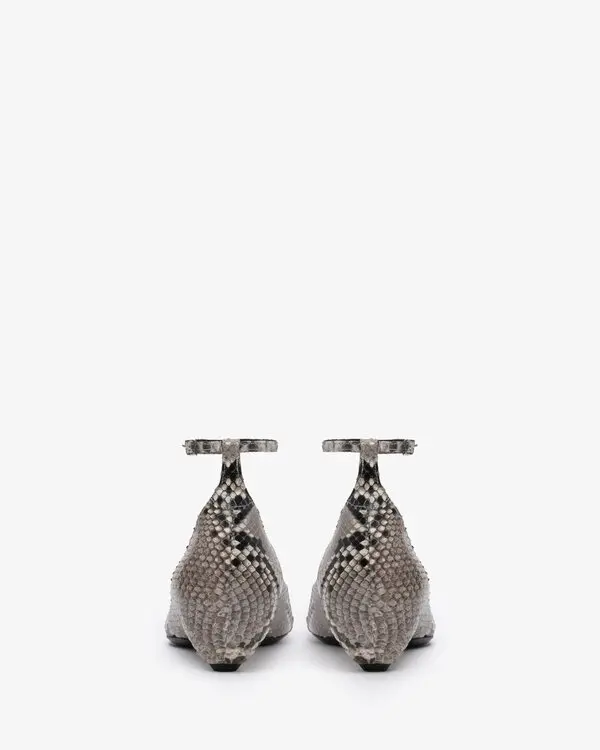 JUDE Mode Ballerina In Stone Python Leather