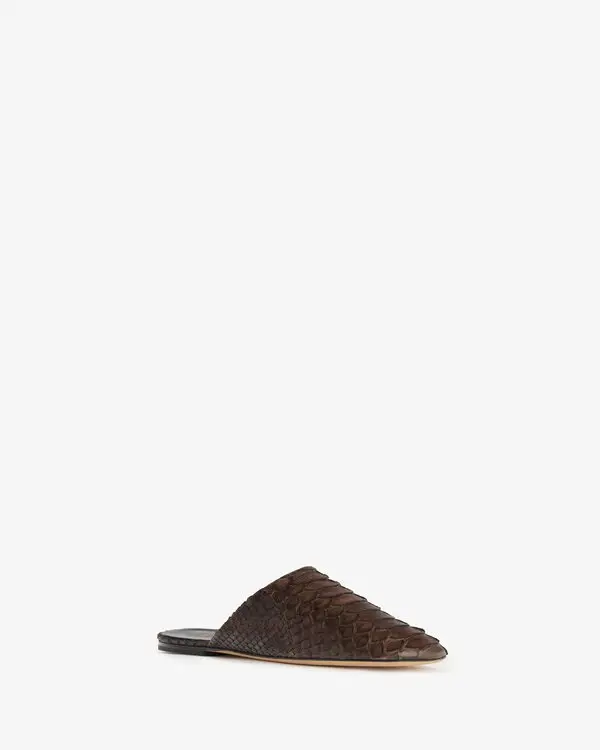 JUDE Floor Slide In Dark Python Leather - Brown