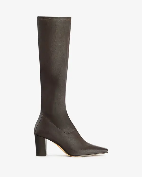 JUDE Memo Knee Boot In Stretch Leather - Brown