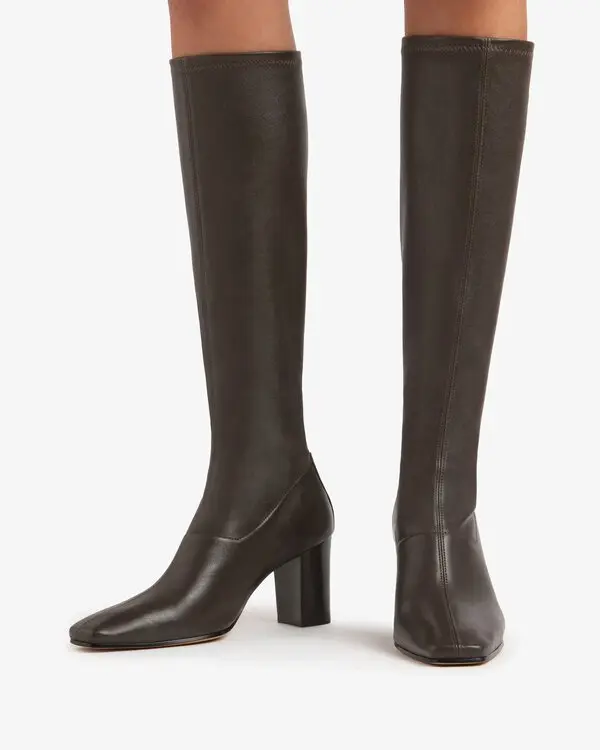 JUDE Memo Knee Boot In Stretch Leather - Brown