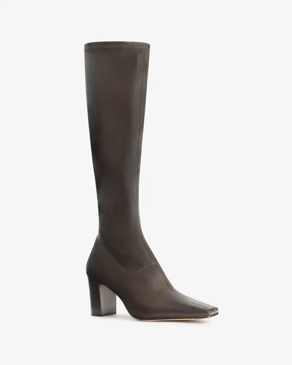 JUDE Memo Knee Boot In Stretch Leather - Brown