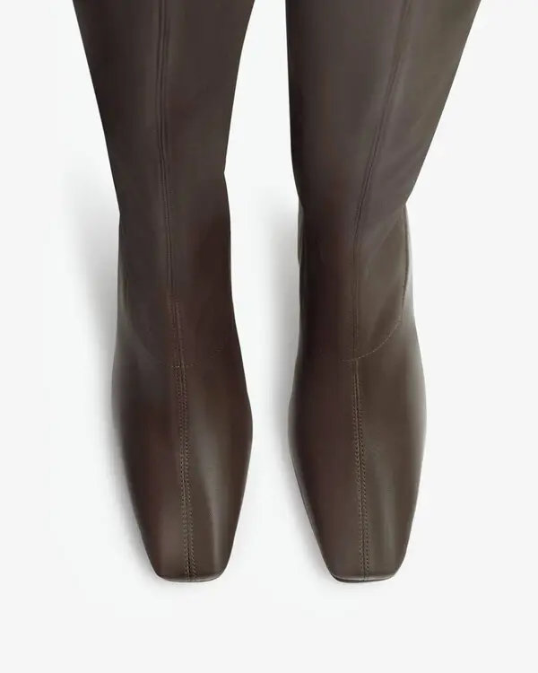 JUDE Memo Knee Boot In Stretch Leather - Brown