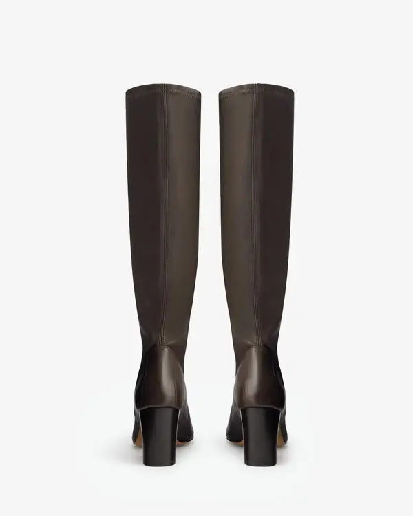JUDE Memo Knee Boot In Stretch Leather - Brown