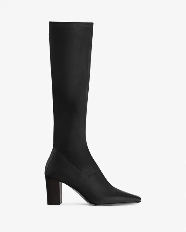 JUDE Memo Knee Boot In Stretch Leather - Black