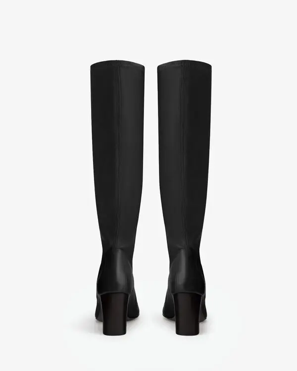 JUDE Memo Knee Boot In Stretch Leather - Black