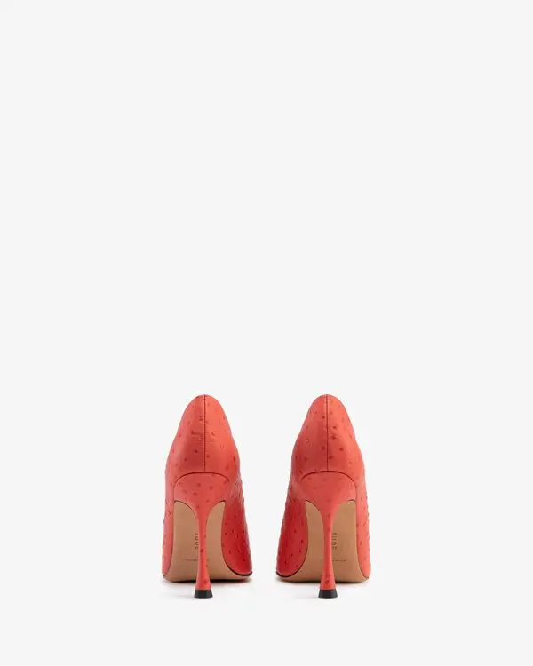 JUDE Kiss Pump Blood Orange Ostrich Embossed Leather