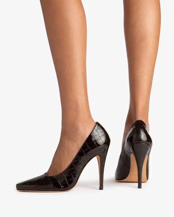 JUDE Jerry Pump Dark Croc Embossed Patent Leather