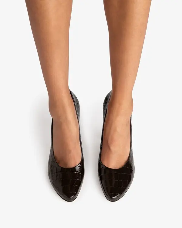 JUDE Jerry Pump Dark Croc Embossed Patent Leather