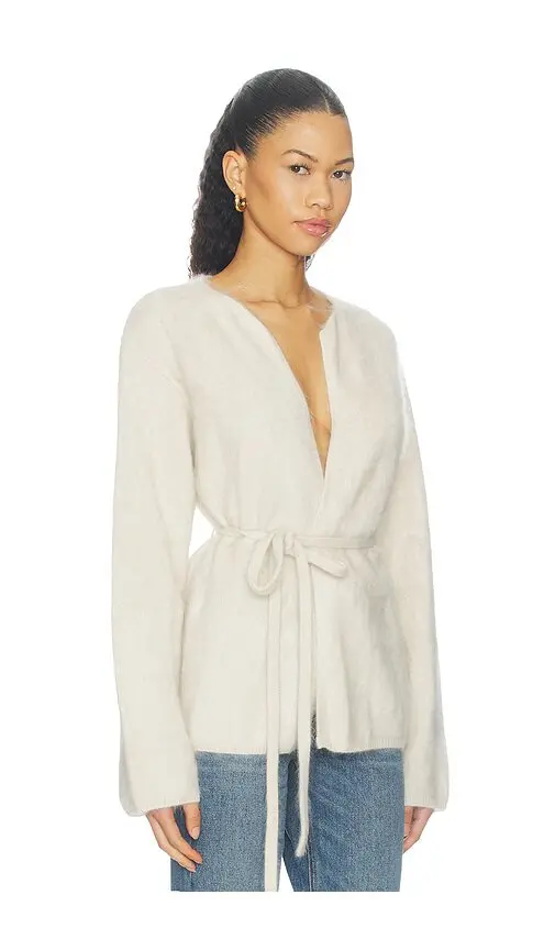 Soft Goat Brushed Cardigan In Ivory