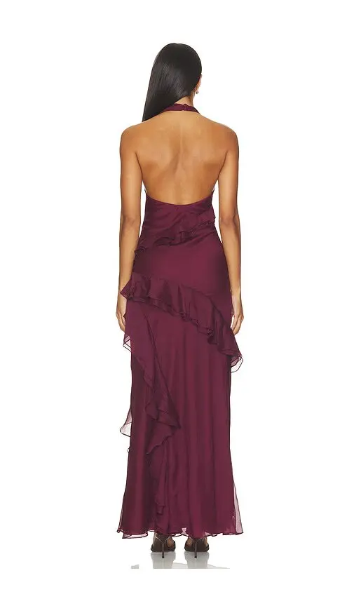 AMUR Marisol Cowl Neck Gown In Purple