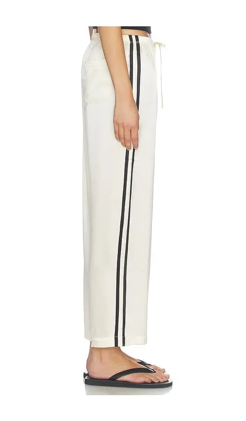 Donni. The Silk Stripe Crop Pant In Cream