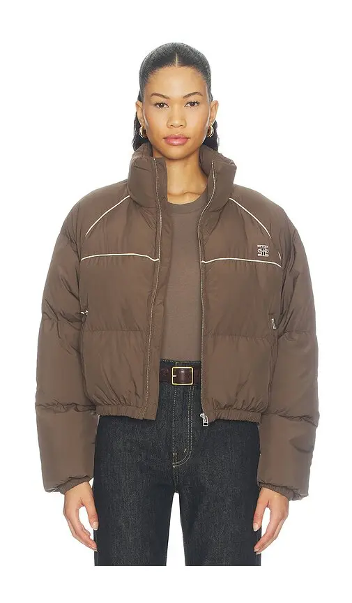 Eterne Technical Pongã© Down Puffer In Brown - Mushroom