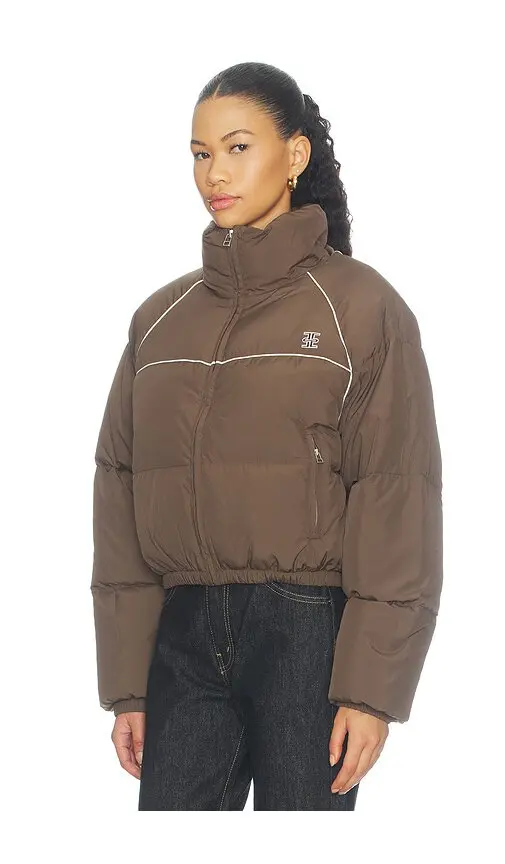 Eterne Technical Pongã© Down Puffer In Brown - Mushroom