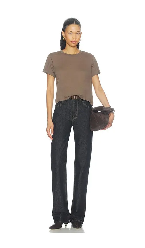 Eterne Cotton Short Sleeve Boxy Tee In Brown
