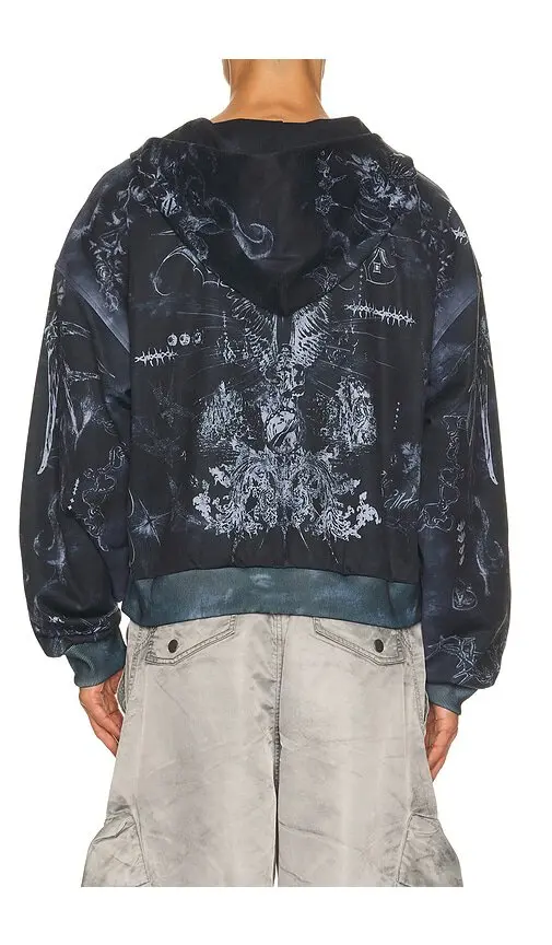 We11Done Tattoo Printed Zip Up Hoodie