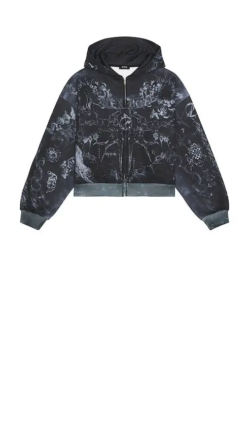 We11Done Tattoo Printed Zip Up Hoodie