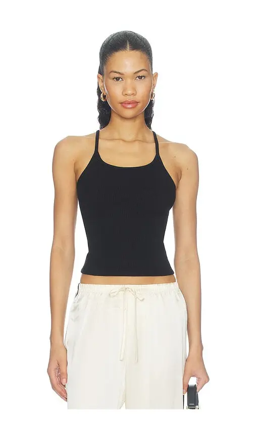 Donni. The Rib Spaghetti Tank In Black - Jet