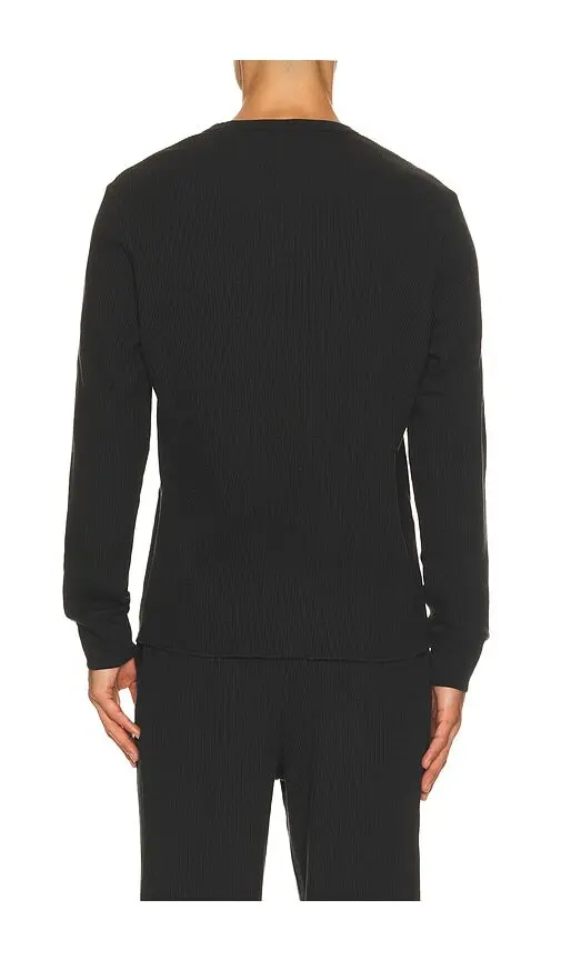 SKIMS Branded Classic Waffle Crewneck T-shirt In Black