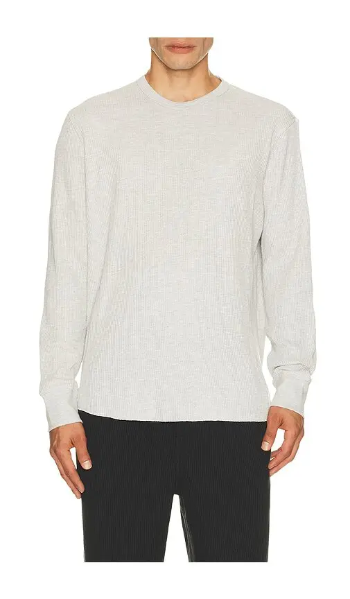 SKIMS Branded Classic Waffle Crewneck T-shirt In Grey