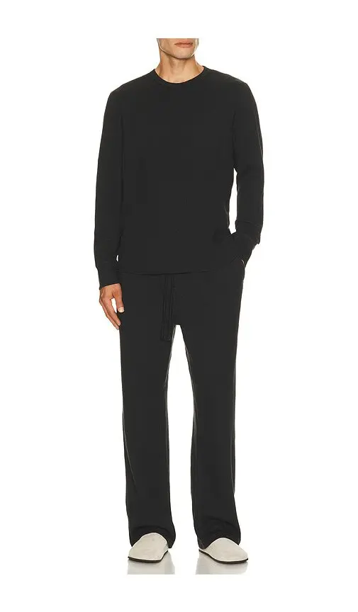 SKIMS Waffle Straight Leg Pant In Black