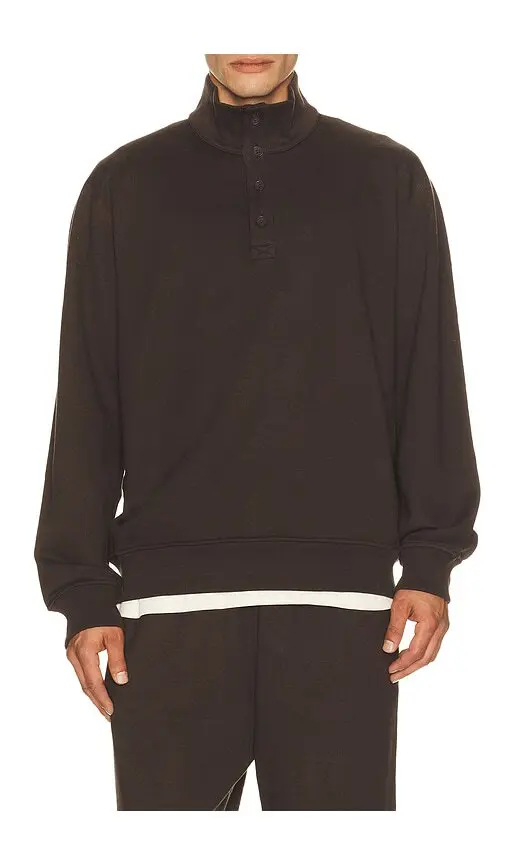 Reigning Champ Midweight Terry Standard Button Mockneck In Brown