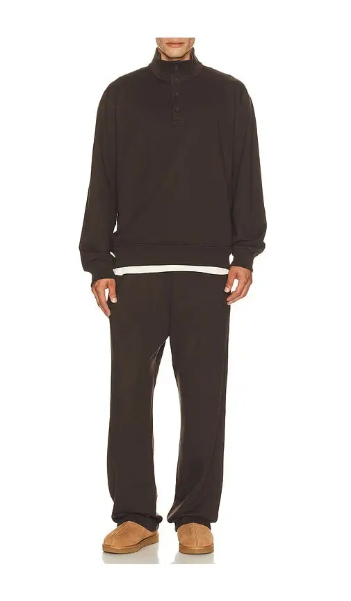 Reigning Champ Midweight Terry Standard Button Mockneck In Brown
