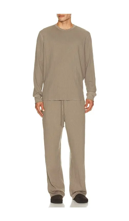 SKIMS Waffle Straight Leg Pant In Brown