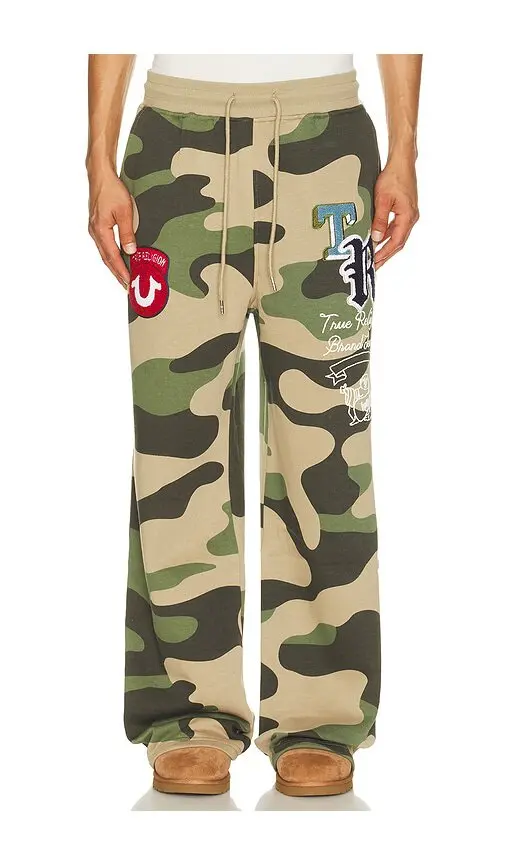 True Religion Logo Patch Baggy Sweats In Green