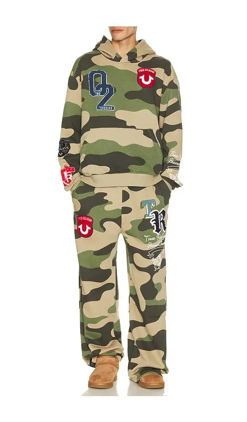 True Religion Logo Patch Baggy Sweats In Green