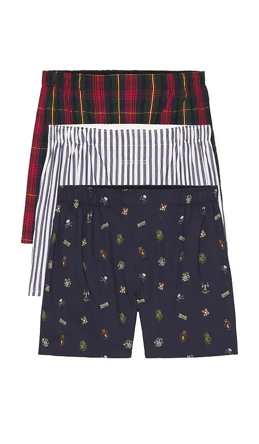 Polo Ralph Lauren Classic Fit Cotton 3 Pack Woven Boxers - Multi