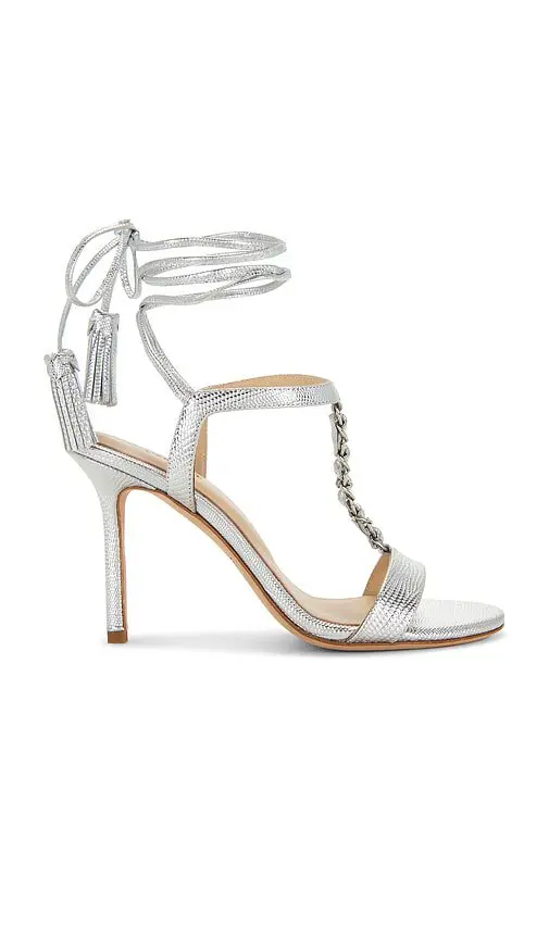 L'Agence Bond Sandal In Metallic Silver - Silver Lizard