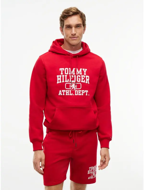 Tommy Hilfiger Athletic Department Logo Hoodie - Medium Red
