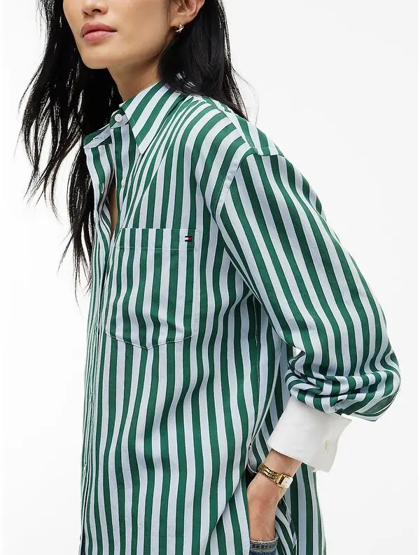 Tommy Hilfiger Oversized Striped Contrast Cuff Shirt