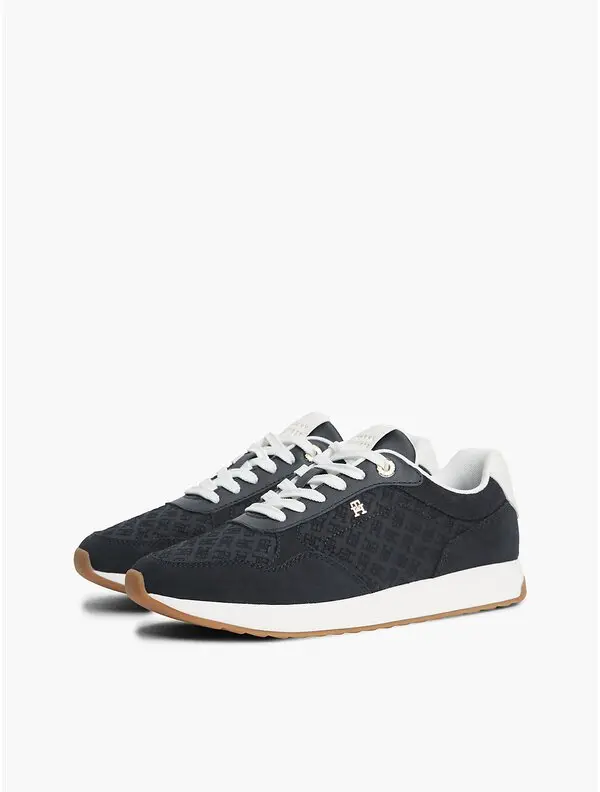 Tommy Hilfiger Monogram-embossed Suede Runner Sneaker