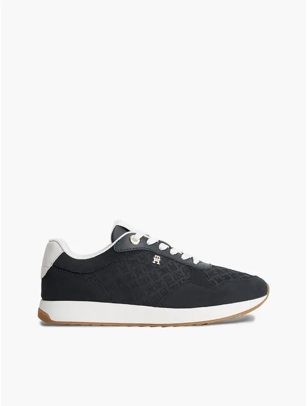 Tommy Hilfiger Monogram-embossed Suede Runner Sneaker