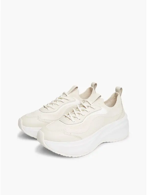 Tommy Hilfiger Mixed-media Platform Runner Sneaker - Soft Cream
