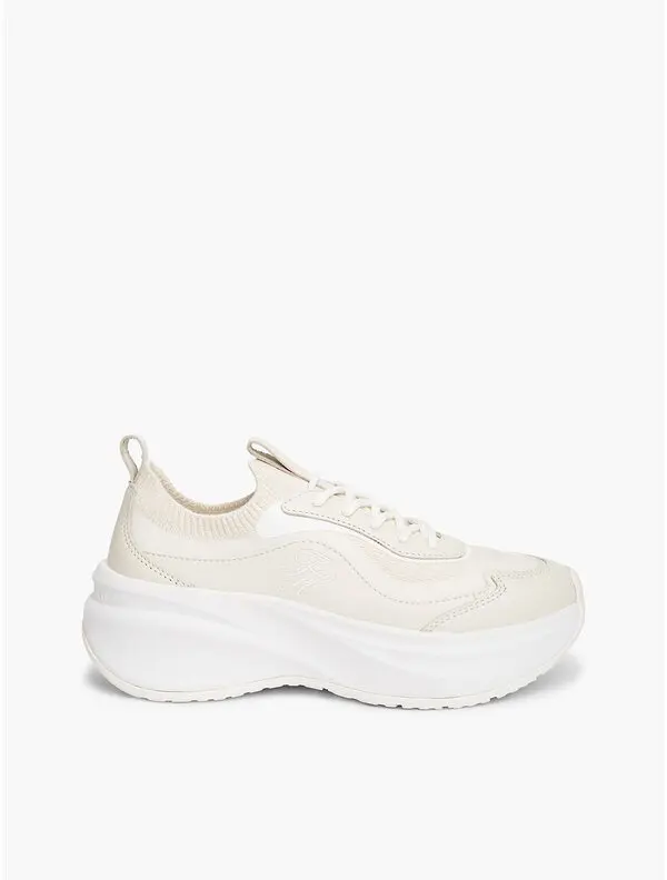 Tommy Hilfiger Mixed-media Platform Runner Sneaker - Soft Cream