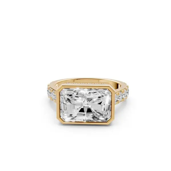 AYA FINE JEWELRY Elara Radiant Cut Lab Grown Diamond Bezel Engagement Ring In Gold - Yellow