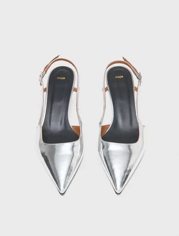 Maje Silver Leather Strappy Heels - Silvery
