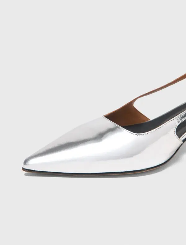 Maje Silver Leather Strappy Heels - Silvery