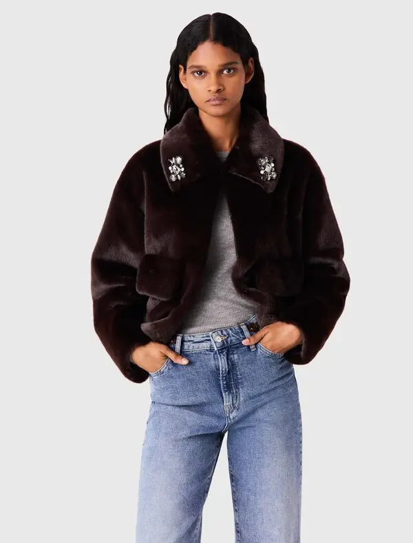 Maje Short Faux Fur Jacket