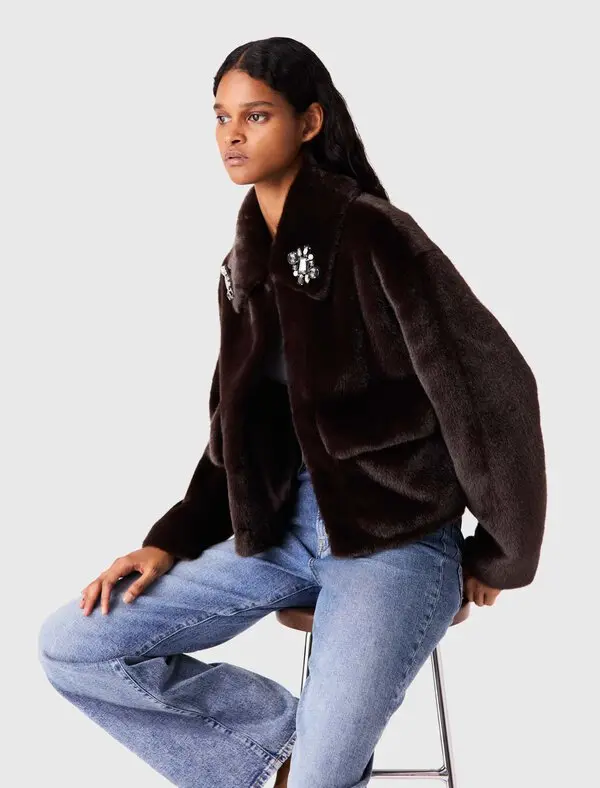 Maje Short Faux Fur Jacket