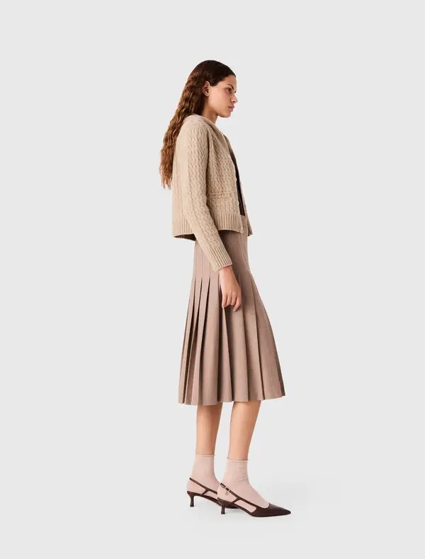 Maje Pleated Midi Skirt With Buckles